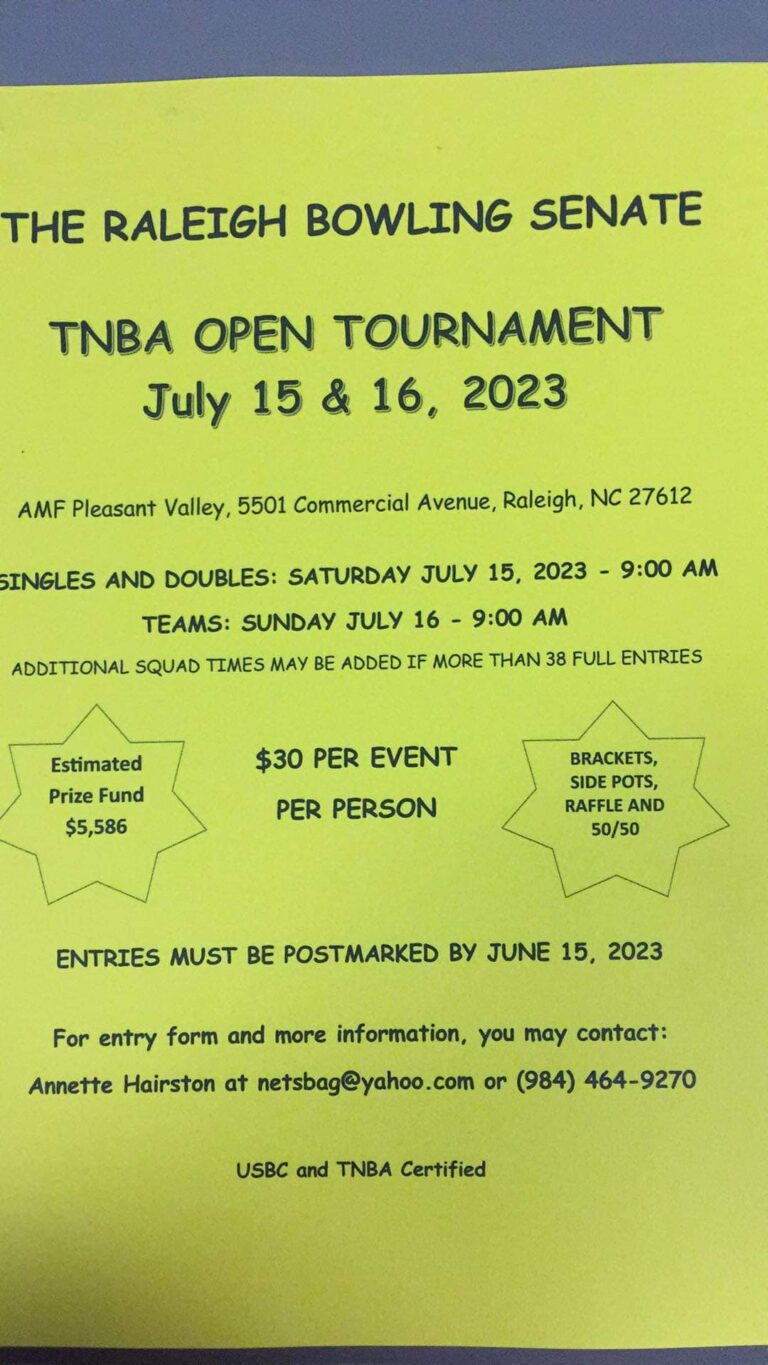 The Raleigh Bowling Senate TNBA Open Bowling Tournament - Southern TNBA ...