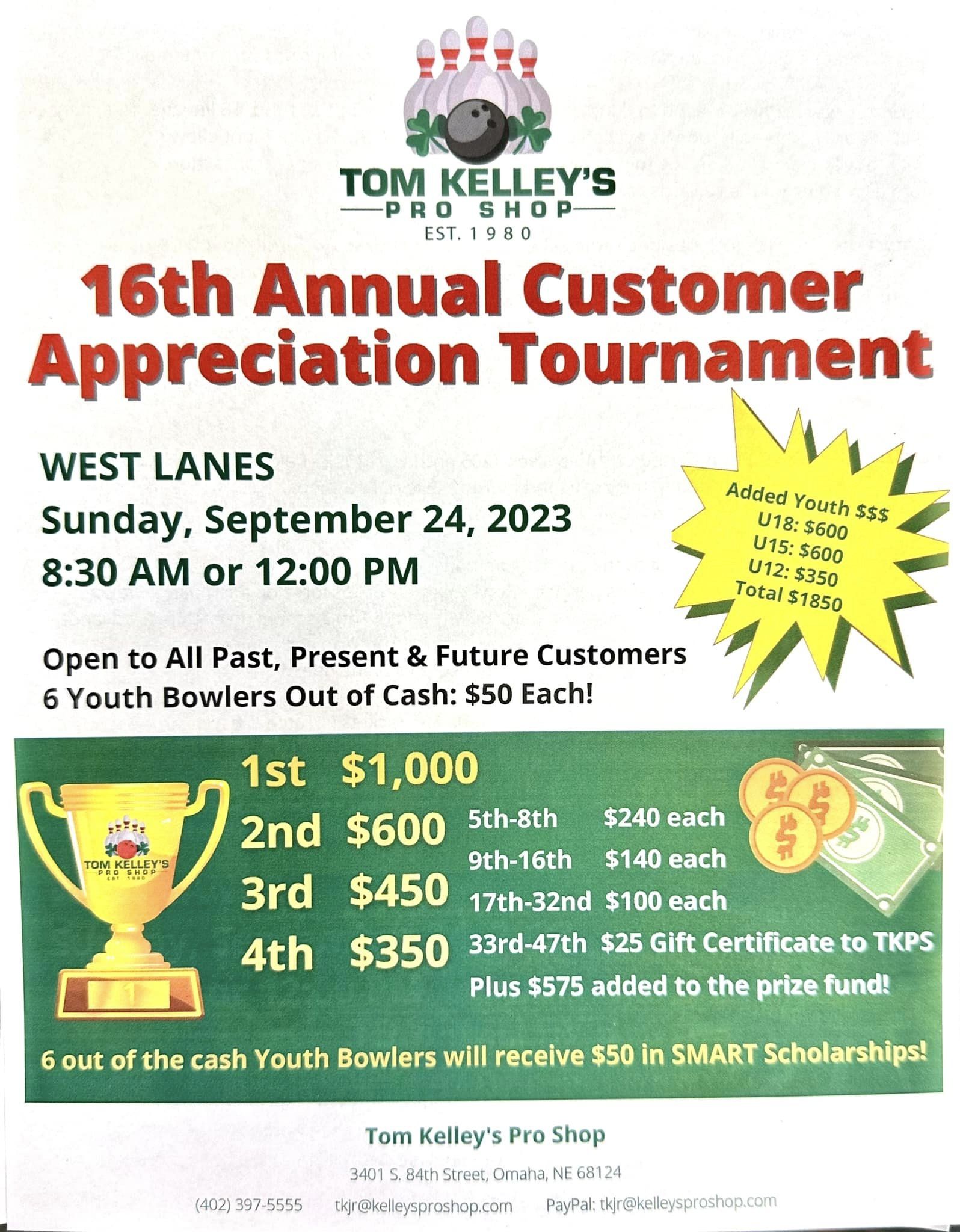 Tom Kelly's Pro Shop 16th Annual Customer Appreciation Bowling ...