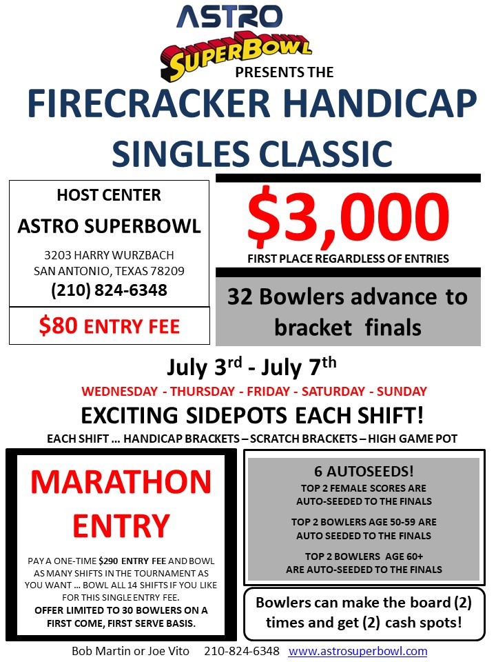 Firecracker Handicap Singles Classic Bowling Tournament - Southern TNBA ...